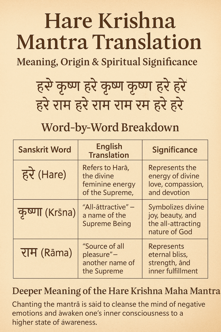 Hare Krishna Mantra Translation: Word-by-Word Meaning & History